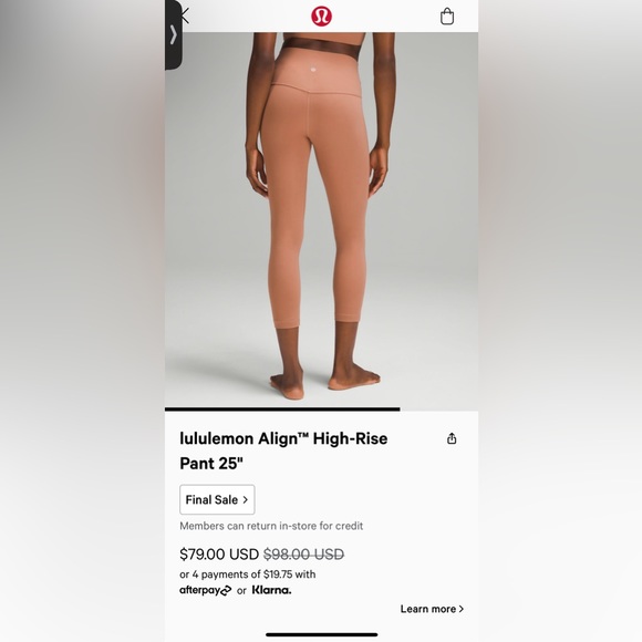lululemon athletica | Pants & Jumpsuits | Lululemon Leggings Align 25 | Poshmark